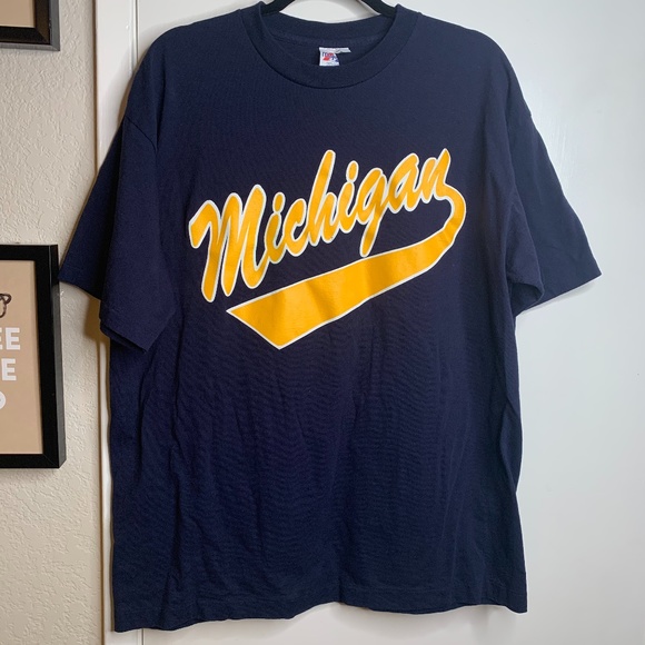 Majestic | Shirts | Vintage Single Stitch Michigan Majestic Blue T ...